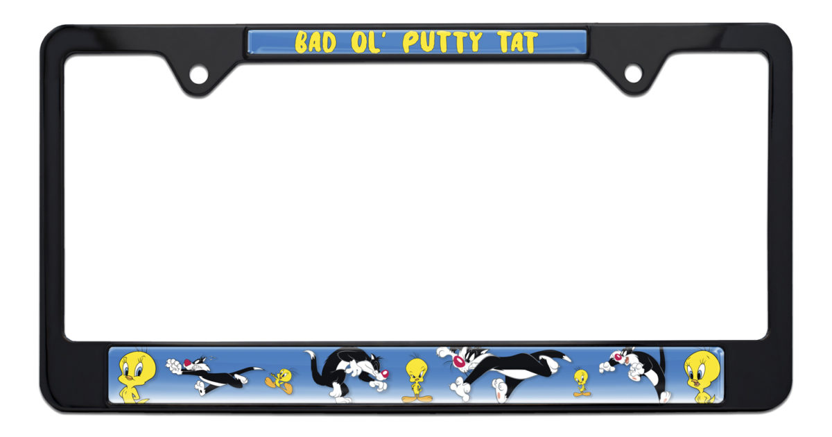 Tweety Bird & Sylvester Black License Plate Frame | Elektroplate