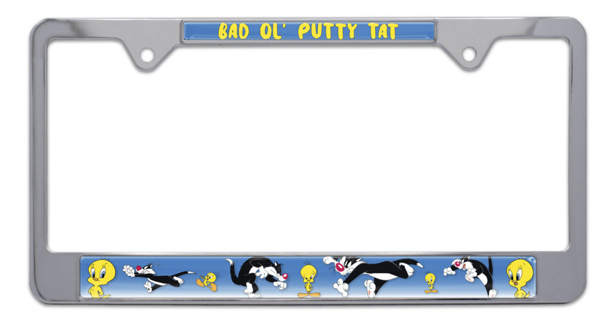 Tweety Bird & Sylvester Chrome License Plate Frame | Elektroplate