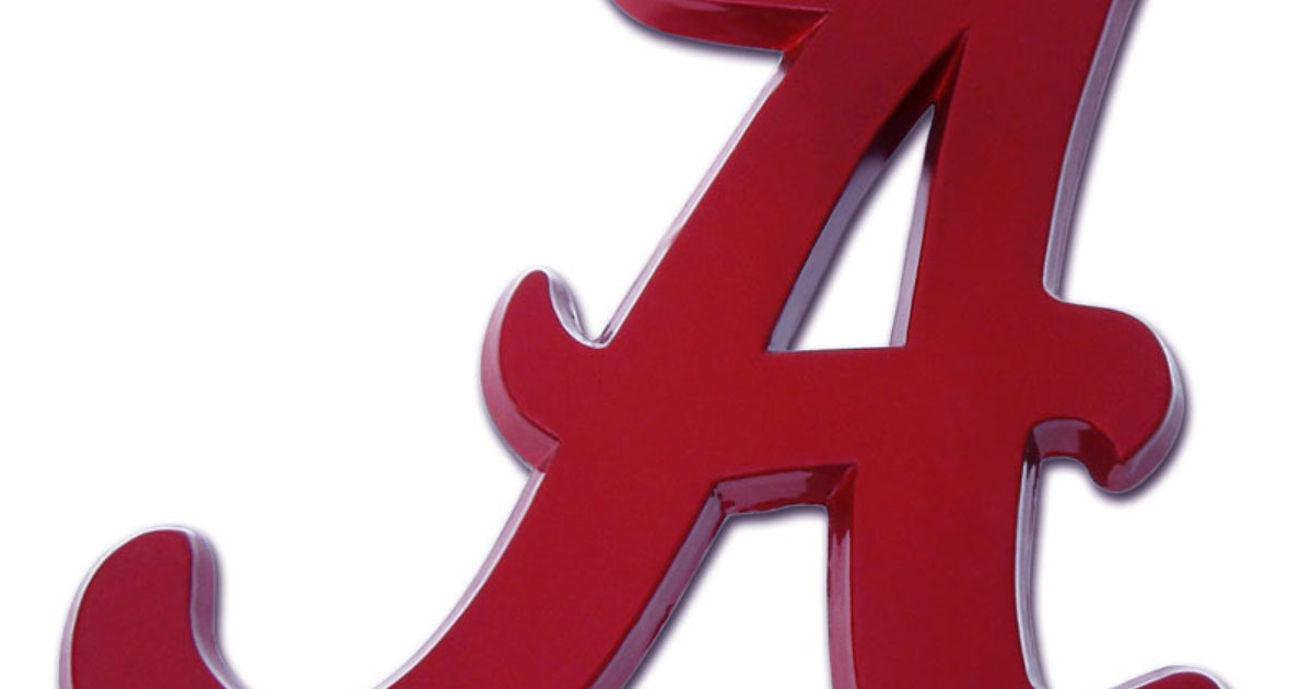 Alabama A Red Powder-Coated Emblem | Elektroplate