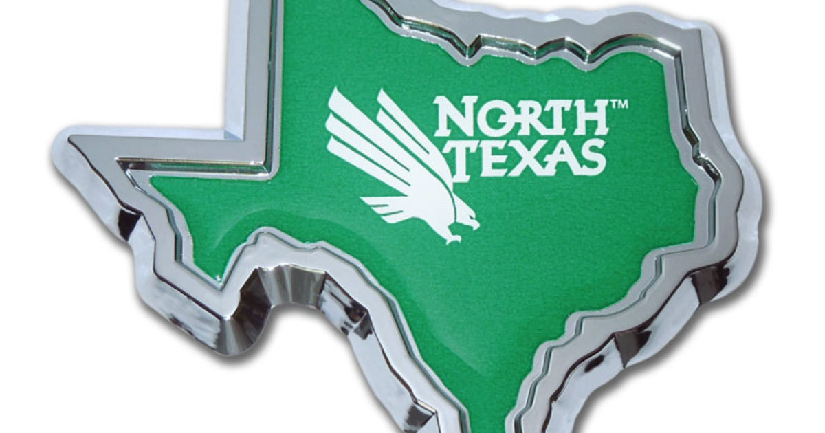 University of North Texas State Shape Chrome Emblem | Elektroplate