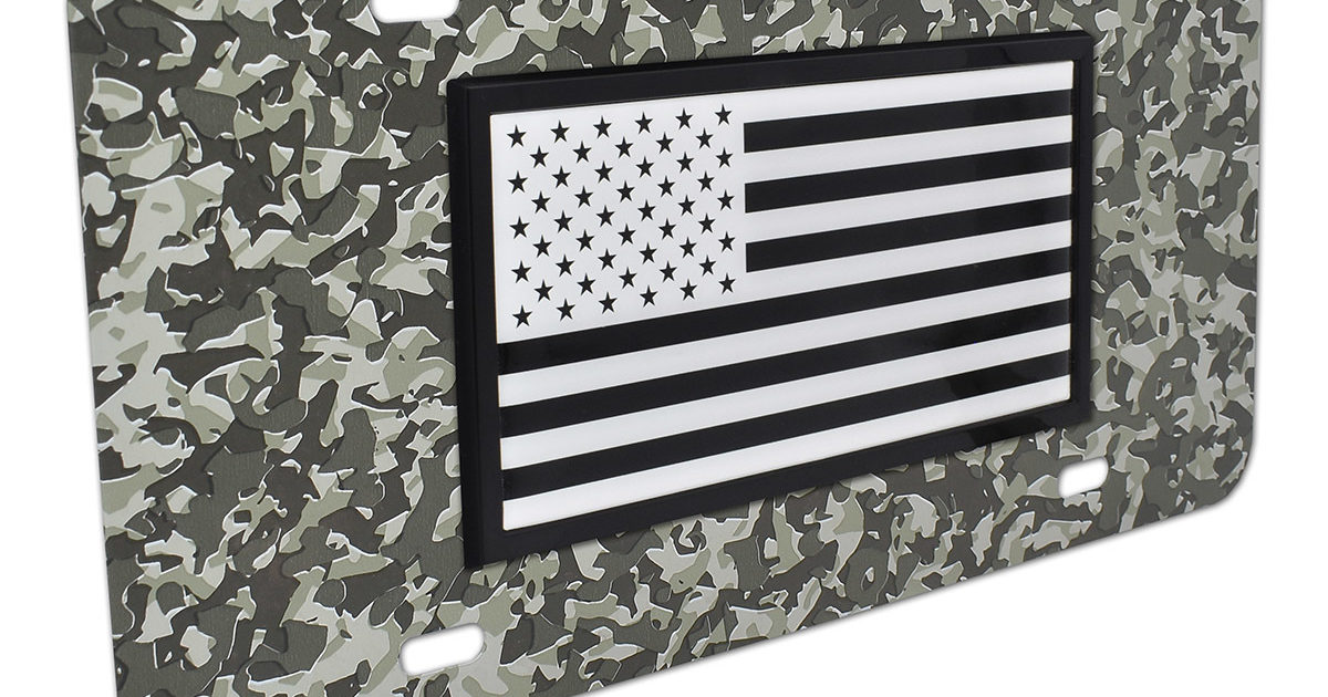 Inverted American Flag Urban Camo License Plate | Elektroplate