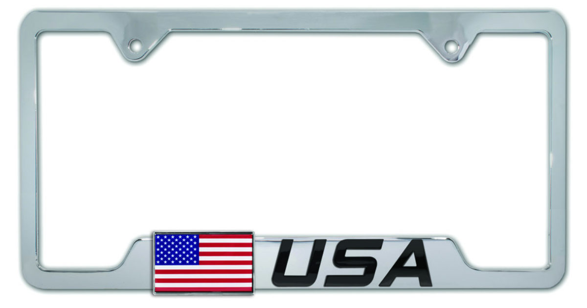 3D USA American Flag Chrome Metal Open License Plate… | Elektroplate
