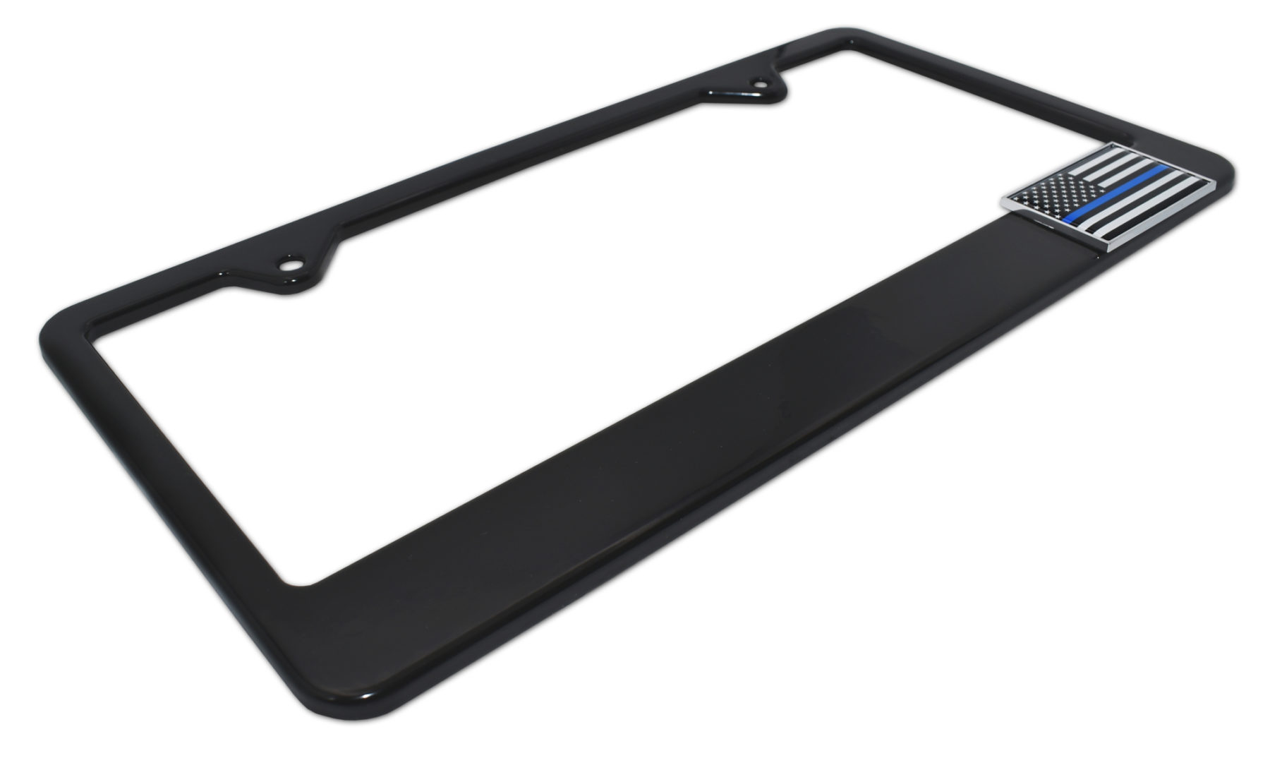 3D Modern Police Flag Black Metal License Plate Frame | Elektroplate