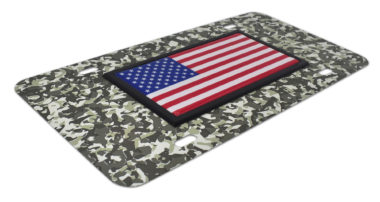 Inverted American Flag Woodland Camo License Plate | Elektroplate